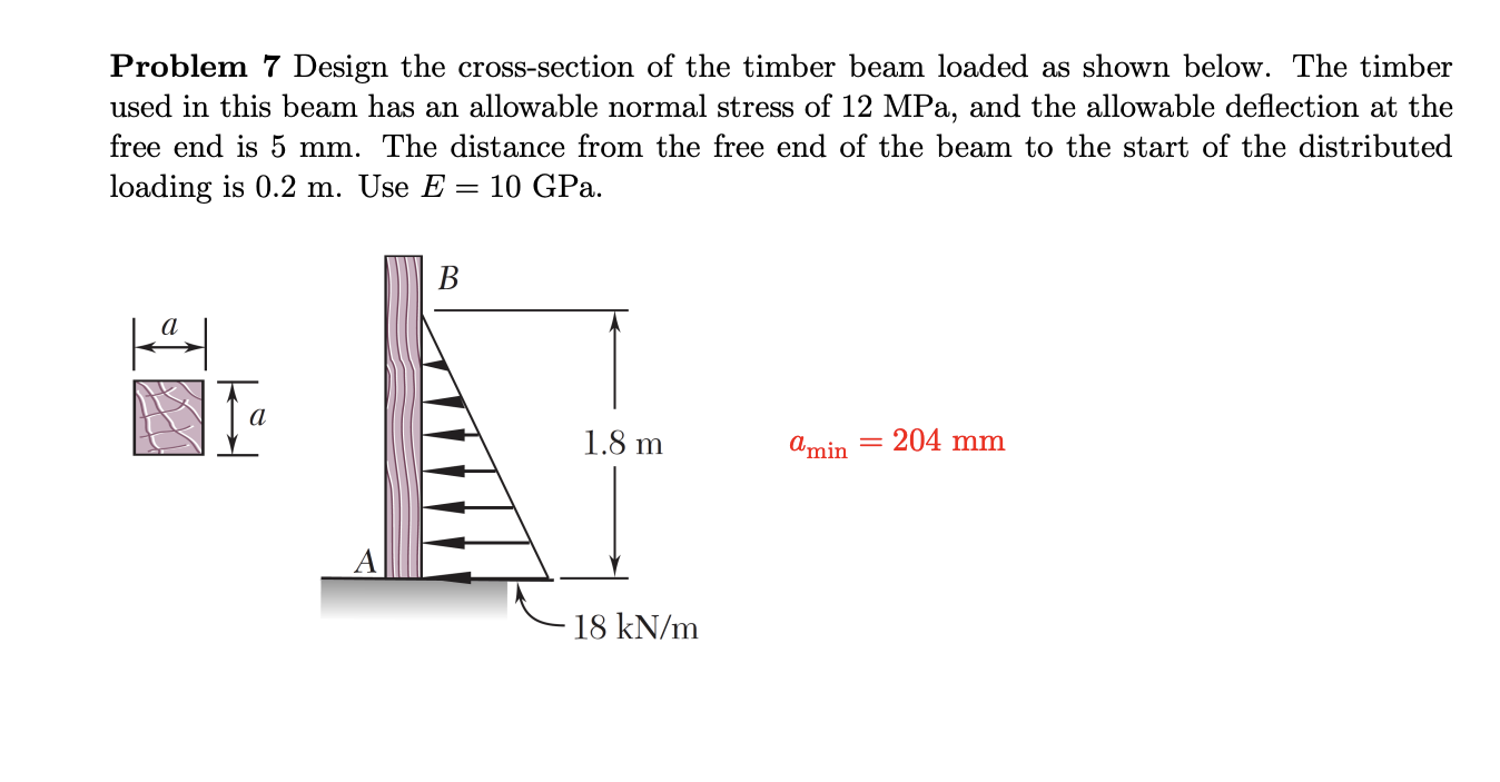 Solved Problem 7 ﻿Design the cross-section of the timber | Chegg.com