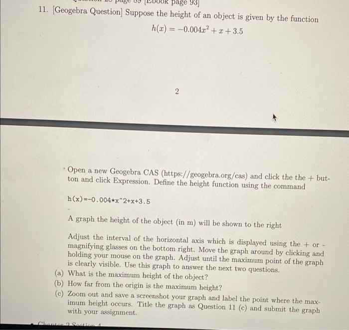 Solved 11. [Geogebra Question] Suppose the height of an | Chegg.com