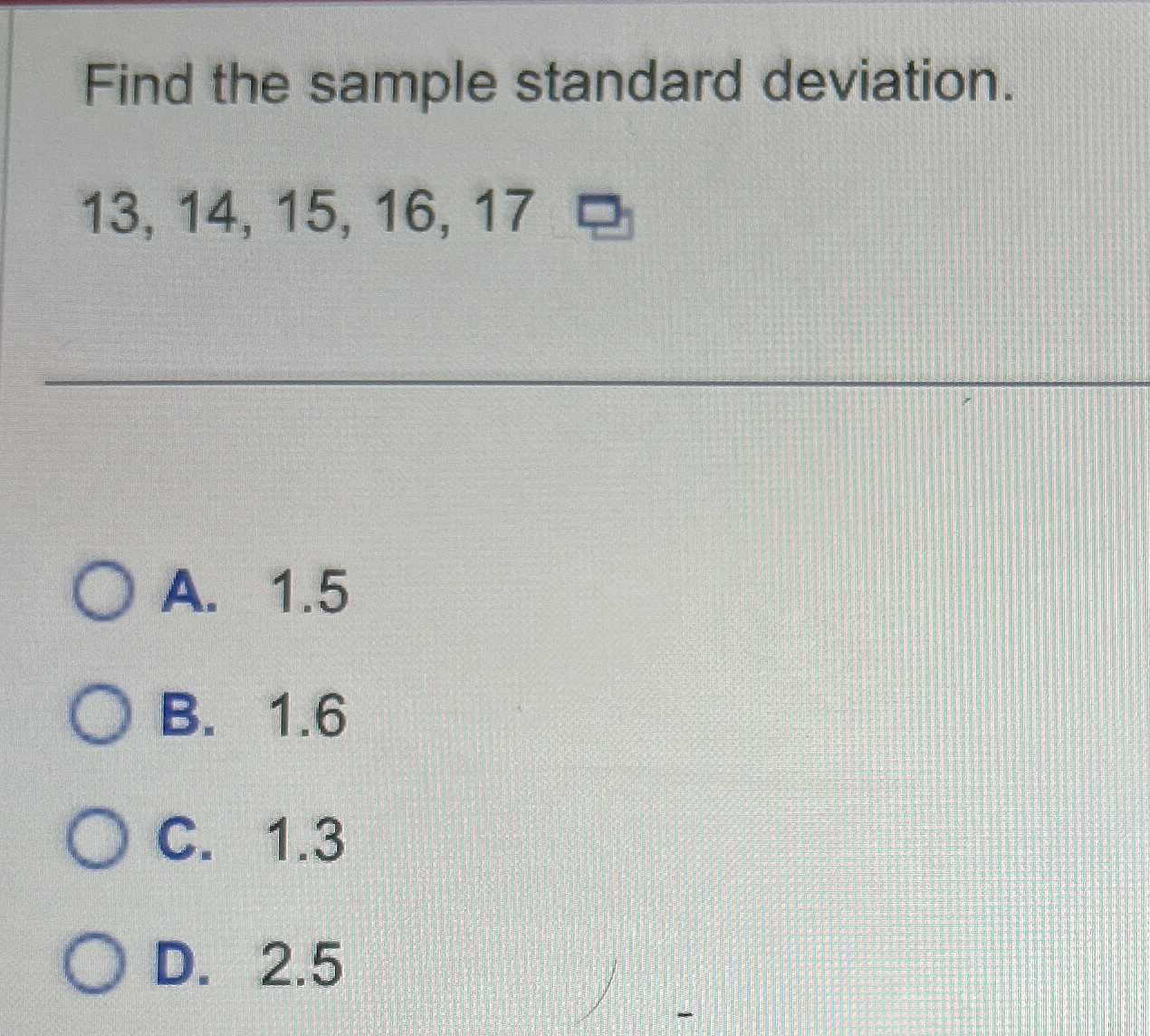 Solved Find the sample standard | Chegg.com