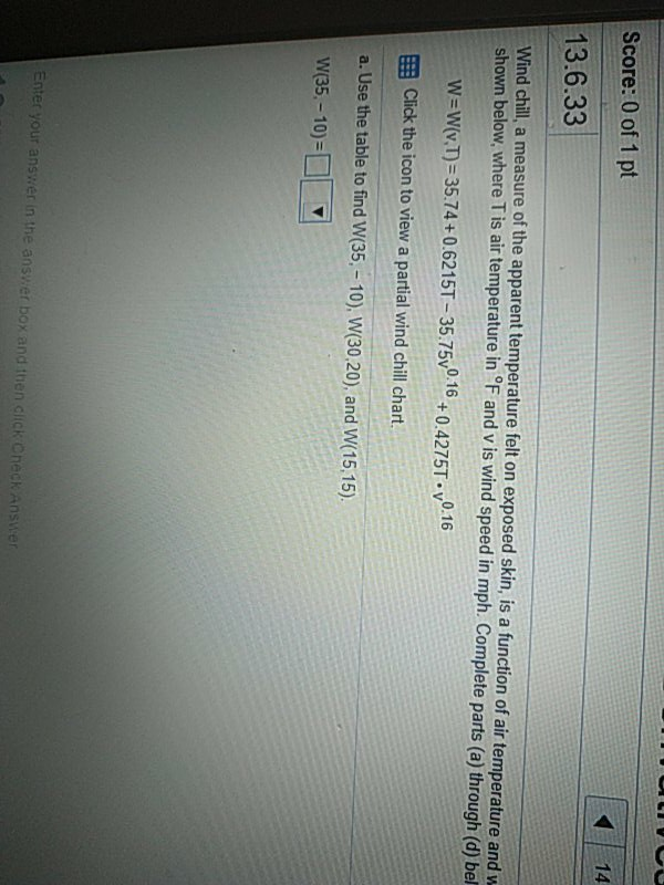 Solved Ind chill, a measure of the apparent temperature felt | Chegg.com