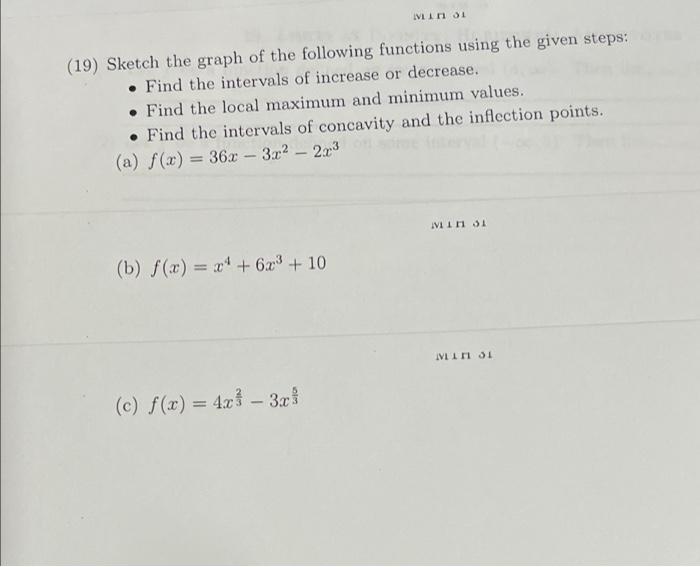 Solved mins (19) Sketch the graph of the following functions | Chegg.com