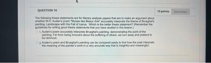 The following thesis statements are for literary | Chegg.com