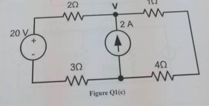 Solved c) From circuit in Figure Q1(c). determine expression | Chegg.com