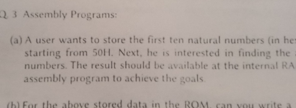 Solved Q 3 ﻿Assembly Programs:(a) ﻿A user wants to store the | Chegg.com