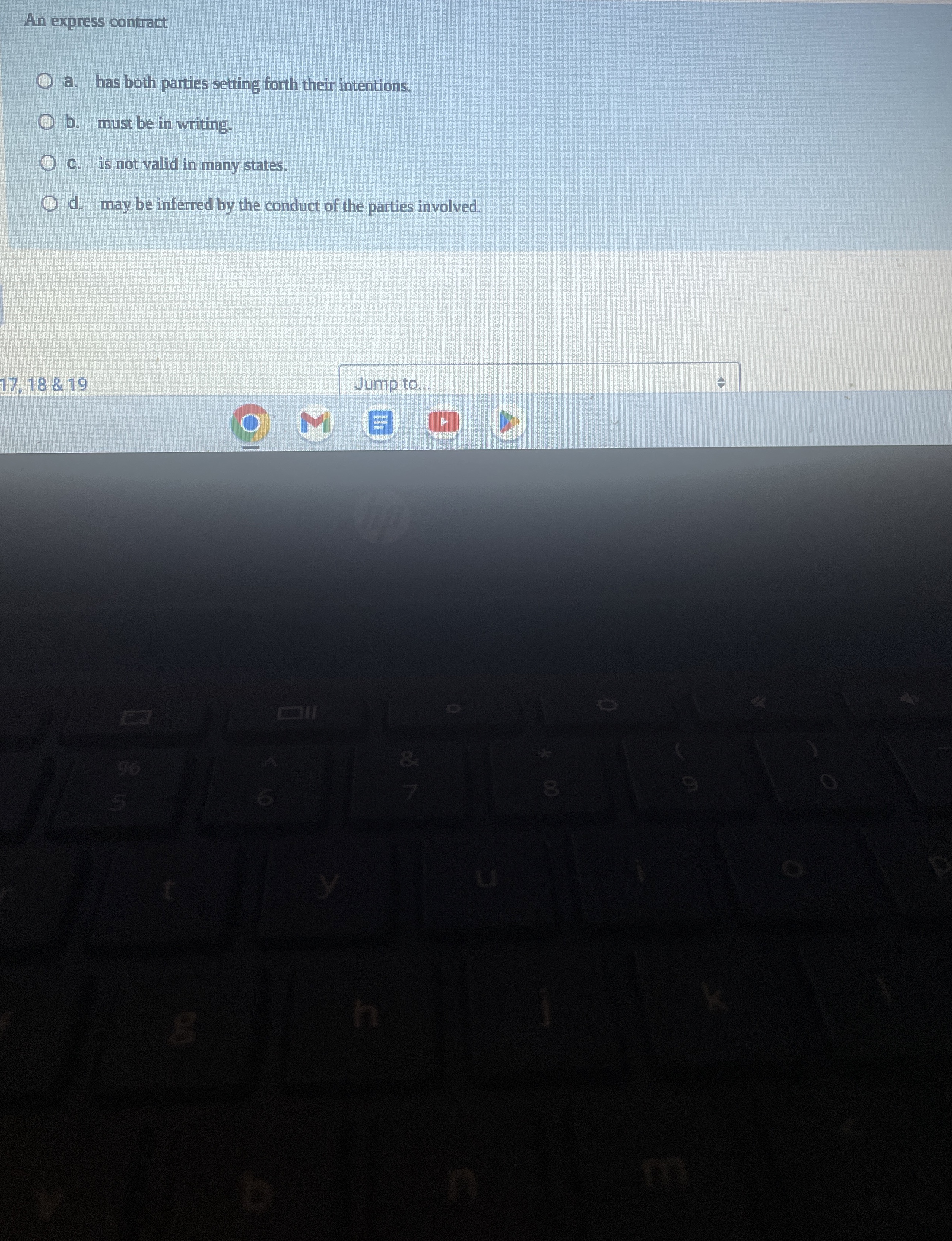 Solved An express contracta. ﻿has both parties setting forth | Chegg.com