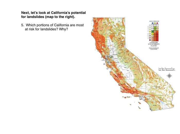 Solved Mass Wasting Which portions of California are most at | Chegg.com