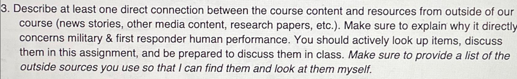 Solved Describe at least one direct connection between the | Chegg.com
