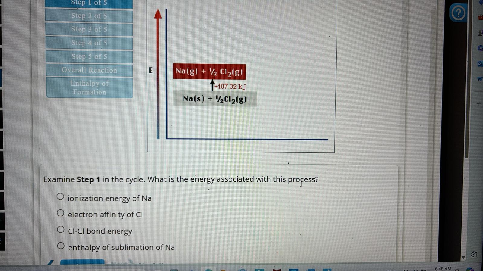 Solved Examine Step 1 ﻿in the cycle. What is the energy | Chegg.com