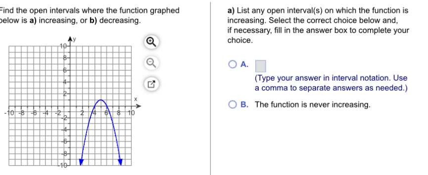 Solved Find the open intervals where the function graphed | Chegg.com