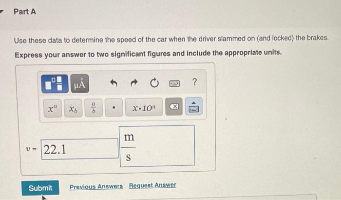 Solved Part A Use these data to determine the speed of the | Chegg.com