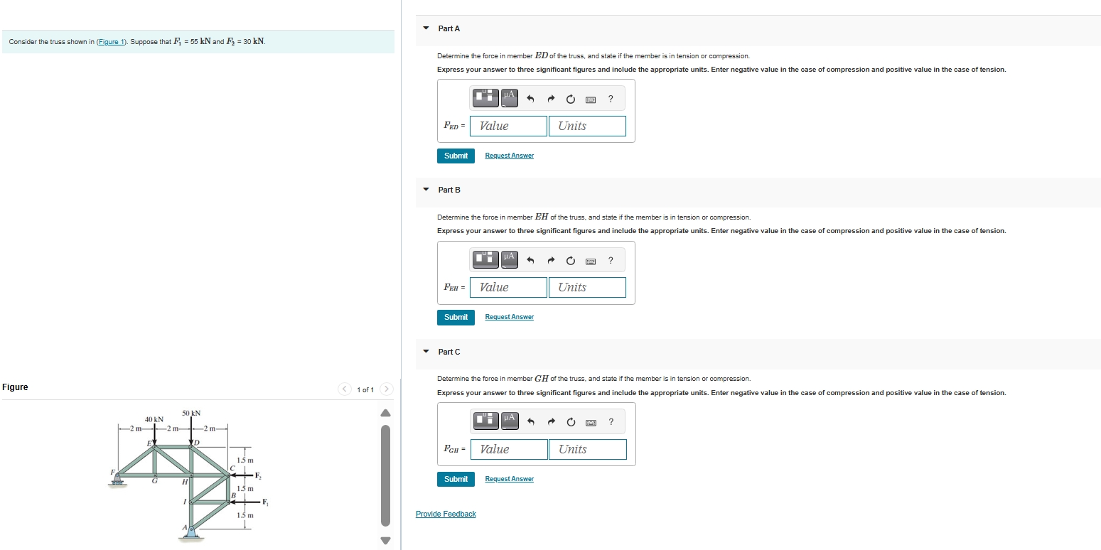 Solved Consider the truss shown in (Figure 1). ﻿Suppose that | Chegg.com
