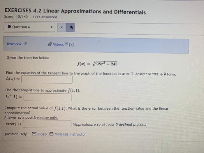 Solved EXERCISES 4.2 Linear Approximations and Differentials | Chegg.com