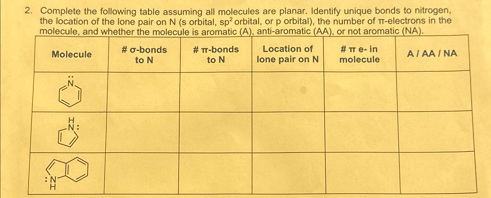 Solved Complete the following table assuming all molecules | Chegg.com