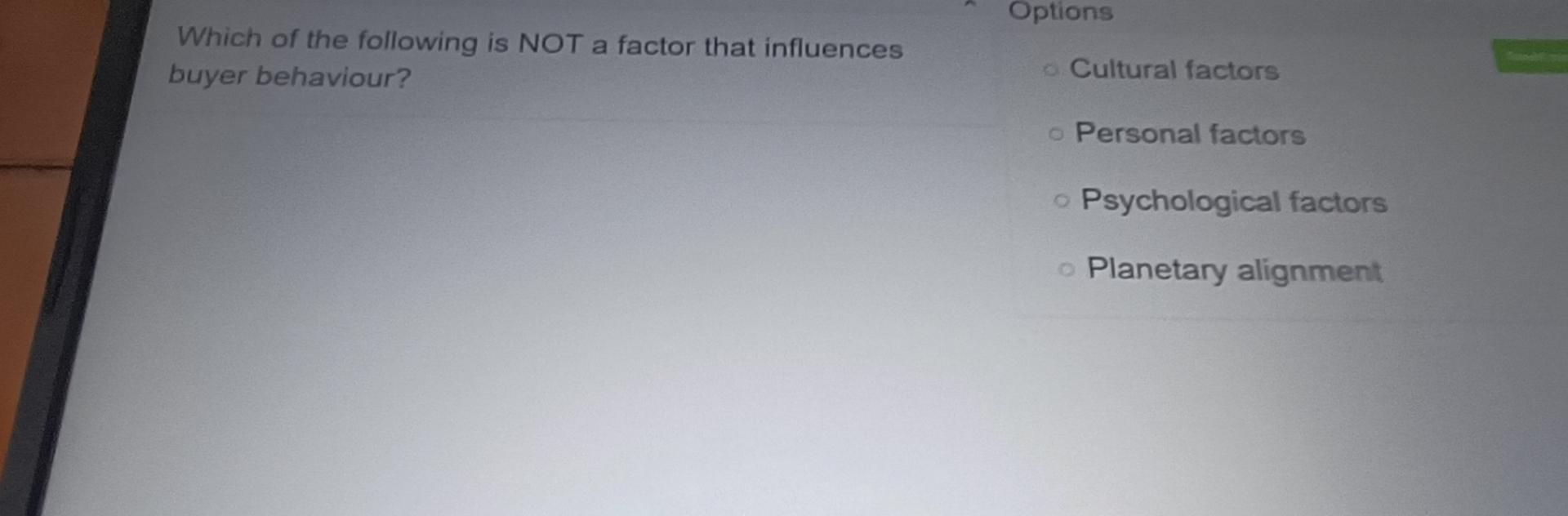Solved Which of the following is NOT a factor that | Chegg.com