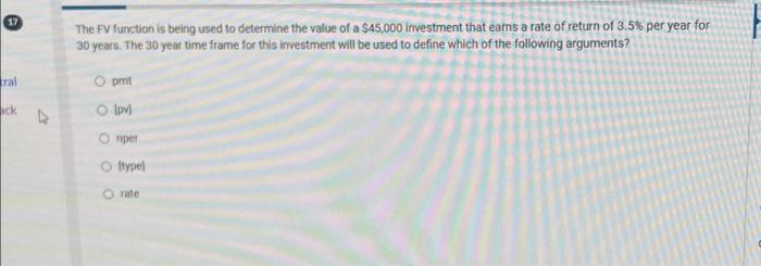Solved The FV function is being used to determine the value | Chegg.com