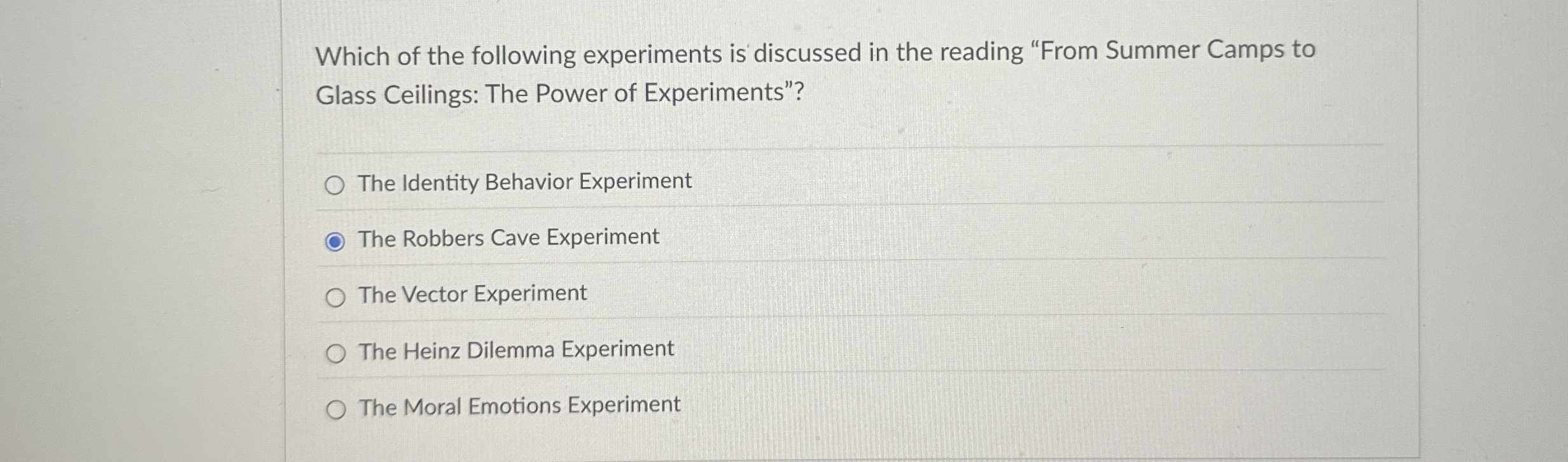 Solved Which of the following experiments is discussed in | Chegg.com