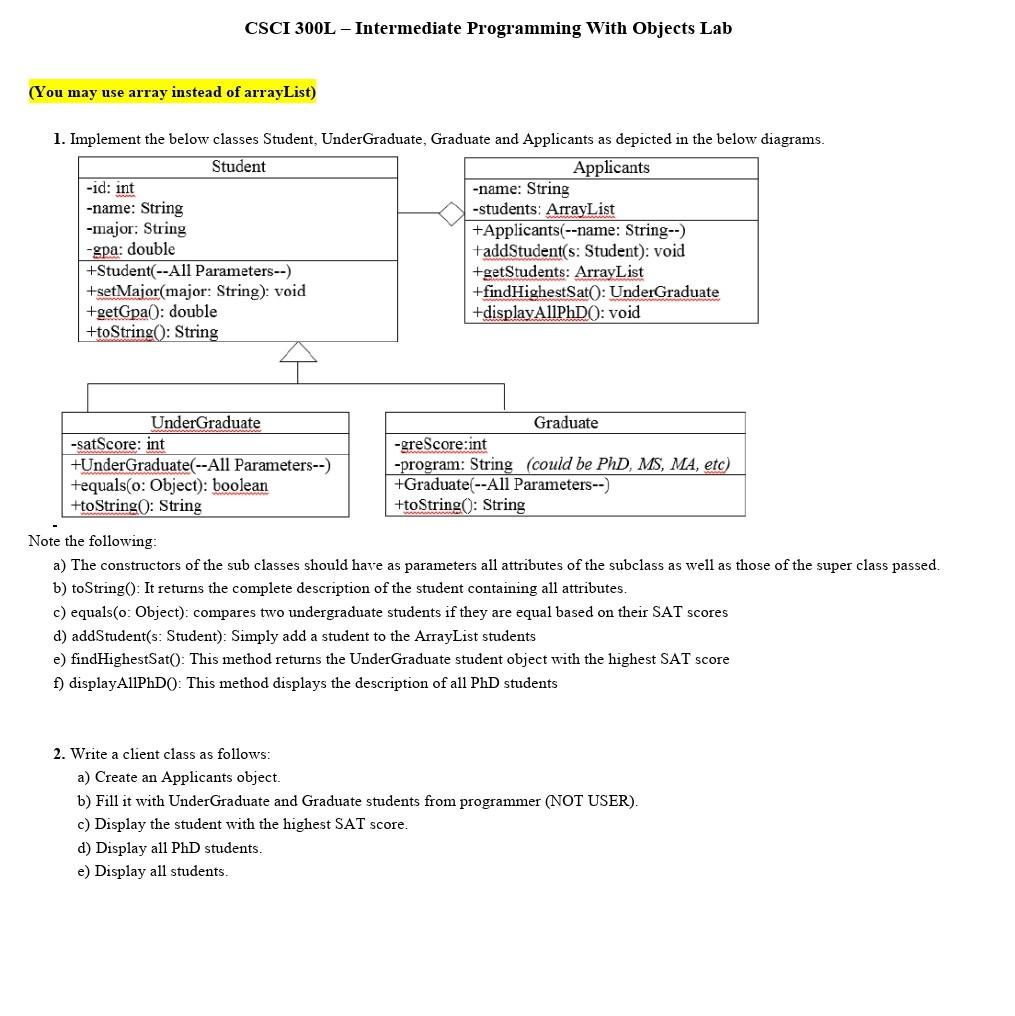 Csci 300l Intermediate Programming With Objects Lab 8611