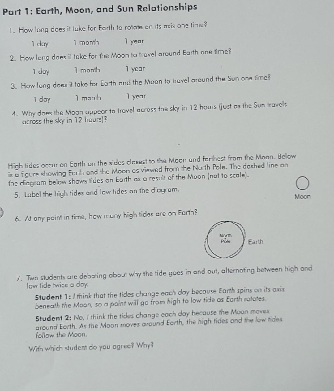 Solved 1 year Part 1: Earth, Moon, and Sun Relationships 1. | Chegg.com