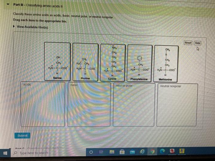 Solved Part B - Classifying amino acids Il Classify these | Chegg.com