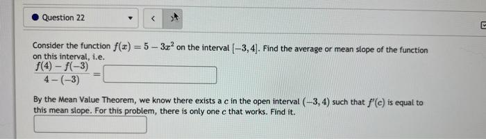 Solved Consider the function f(x)=5−3x2 on the interval | Chegg.com