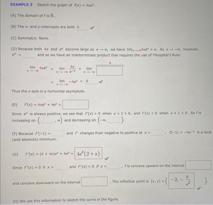 Solved EXAMPLE 3 Sketch the graph of f(x)=4xex. (A) The | Chegg.com
