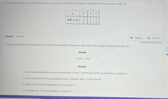 Solved Determine whether or not the distribution is a | Chegg.com