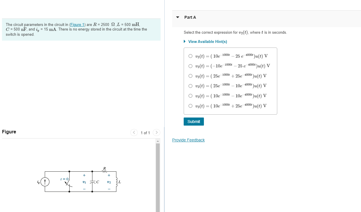 Solved The circuit parameters in the circuit in (Figure 1) | Chegg.com