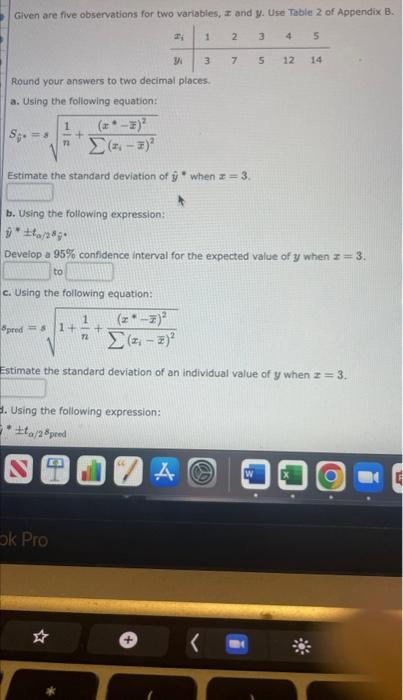Solved Given are five observations for two variables, x and | Chegg.com