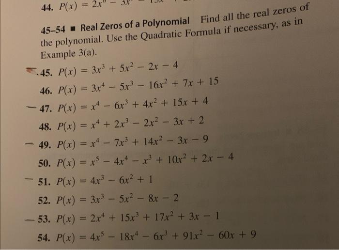 Solved 45-54 Real Zeros of a Polynomial Find all the real | Chegg.com