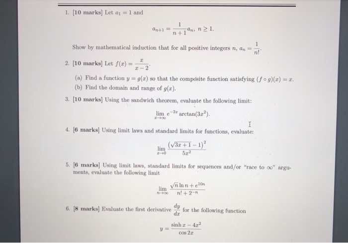 Solved 1. [10 marks) Let aj = 1 and 1 an, n > 1. 1+1 n! - 2 | Chegg.com Solved 1. [10 marks) Let aj = 1 and 1 an, n > 1. 1+1 n! - 2 | Chegg.com