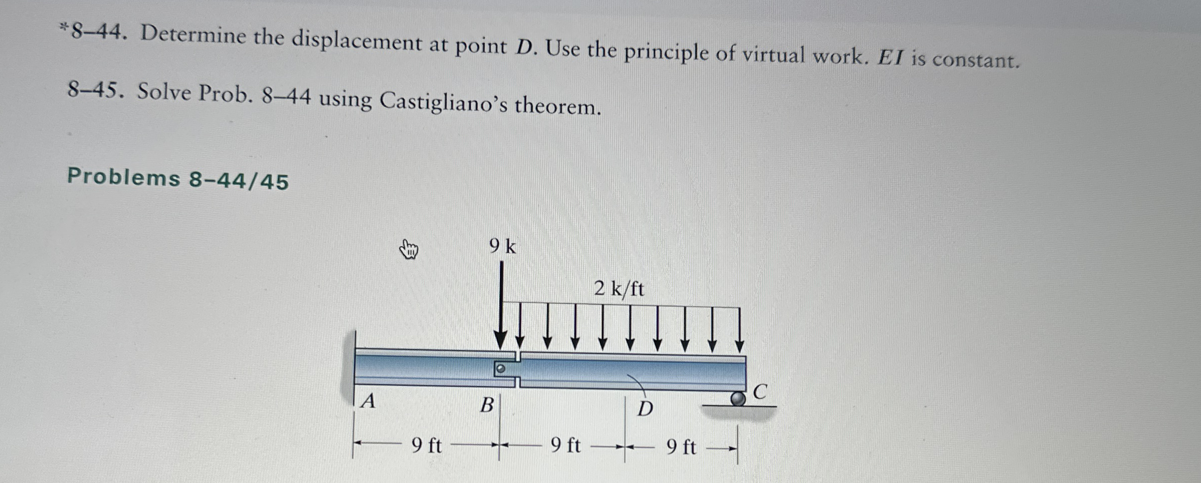 Solved *8-44. ﻿Determine the displacement at point D. ﻿Use | Chegg.com