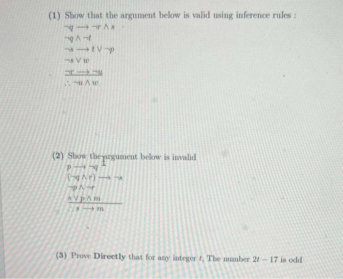 Solved (1) Show that the argument below is valid using | Chegg.com