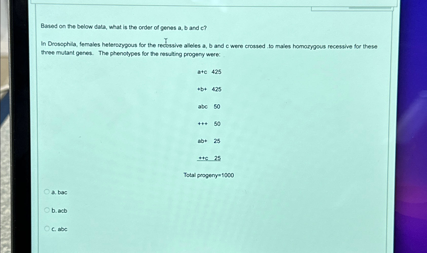 Solved Based on the below data, what is the order of genes | Chegg.com