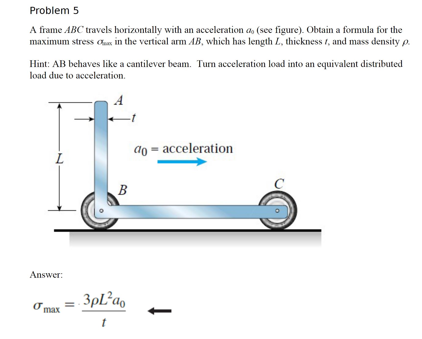 Solved Problem 5A frame ABC travels horizontally with an | Chegg.com
