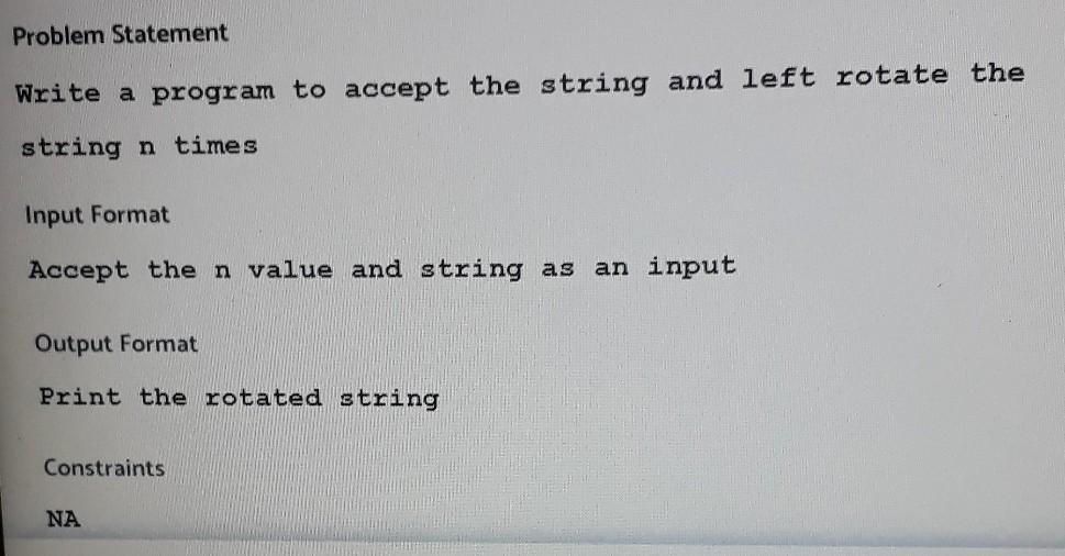 Solved Problem Statement Write a program to accept the | Chegg.com