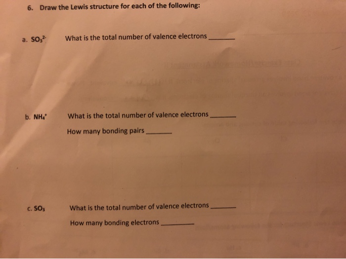 Solved 6. Draw the Lewis structure for each of the | Chegg.com
