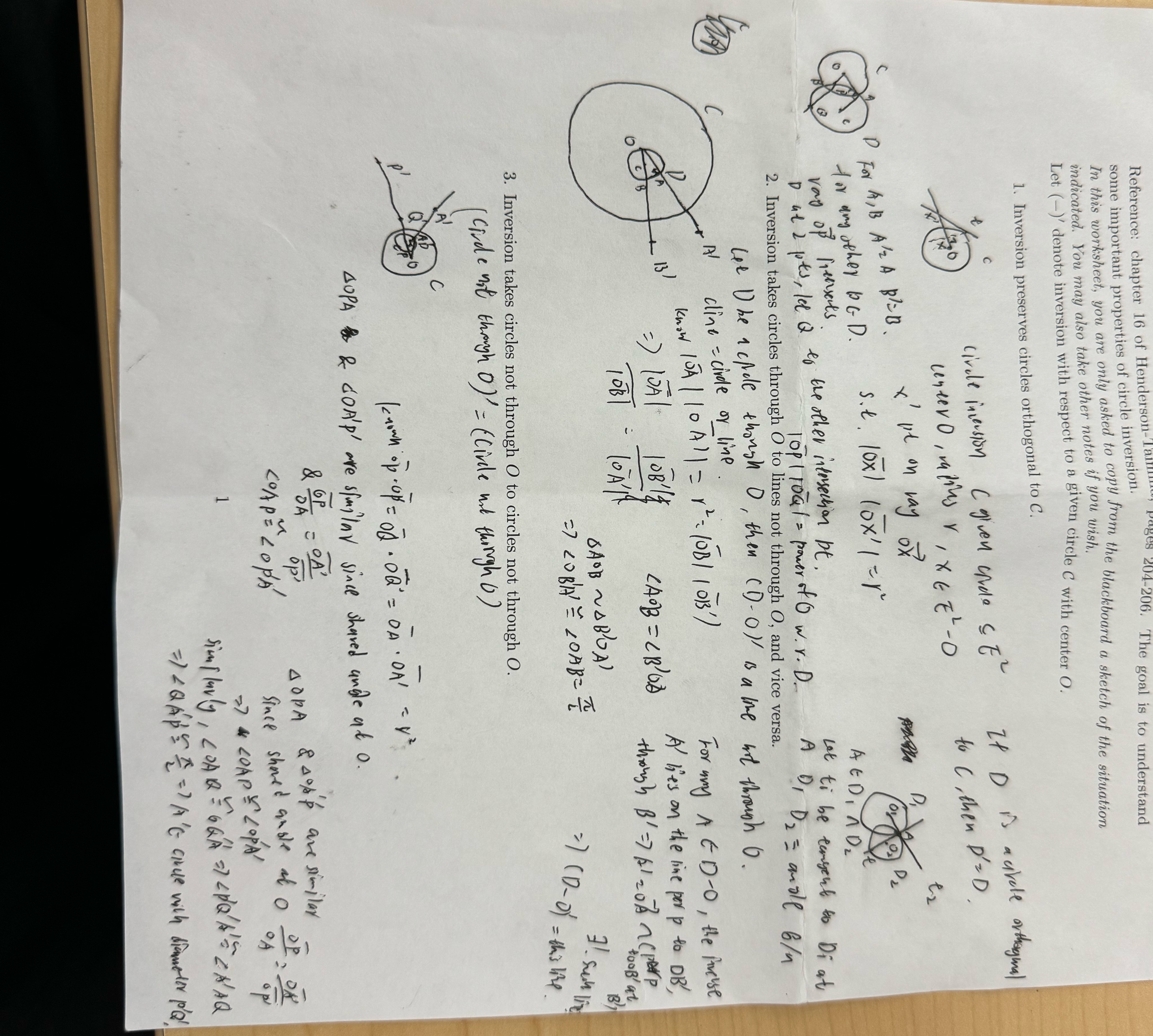 4.Inversion preserves angles between lines and/or | Chegg.com