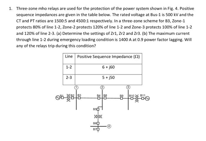 Solved 1. Three-zone mho relays are used for the protection | Chegg.com
