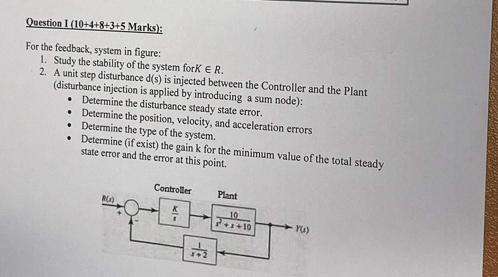Solved For the feedback, system in figure: 1. Study the | Chegg.com