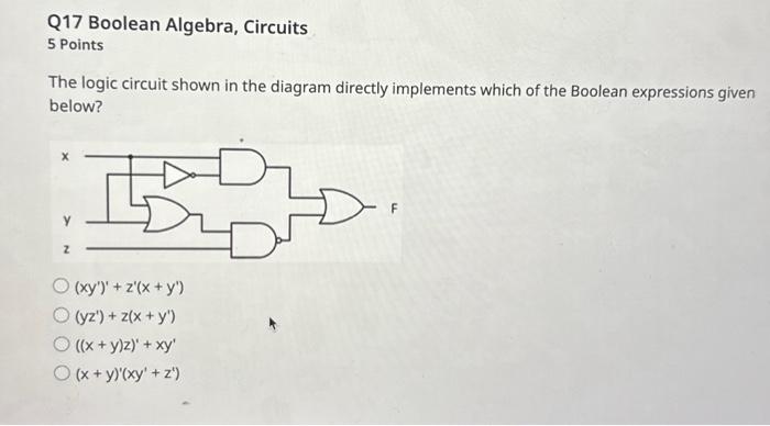 Q18 Boolean Algebra, Circuits 5 Points The state | Chegg.com