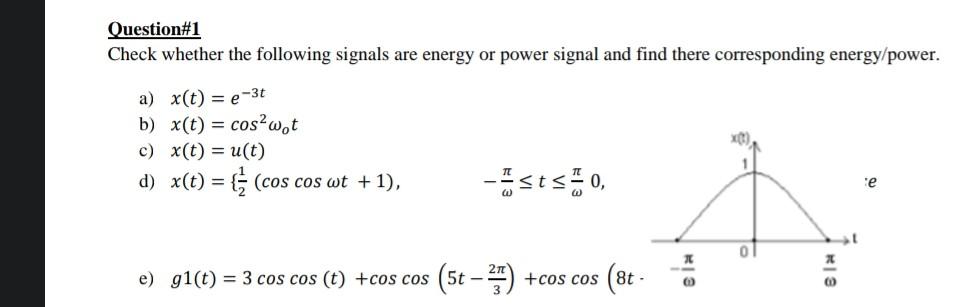 Solved Question#1Check whether the following signals are | Chegg.com