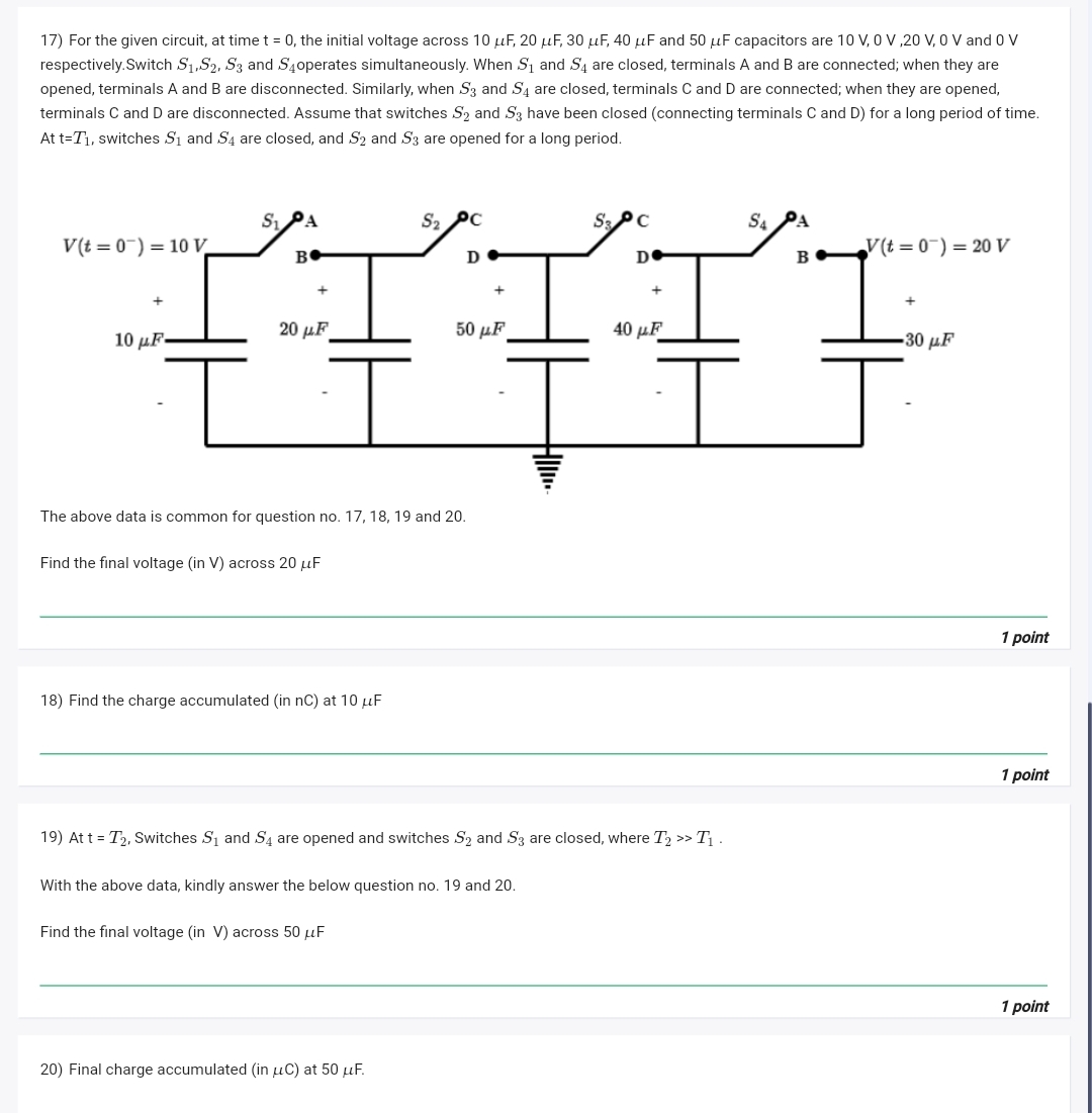 Solved For the given circuit, at time t=0, ﻿the initial | Chegg.com
