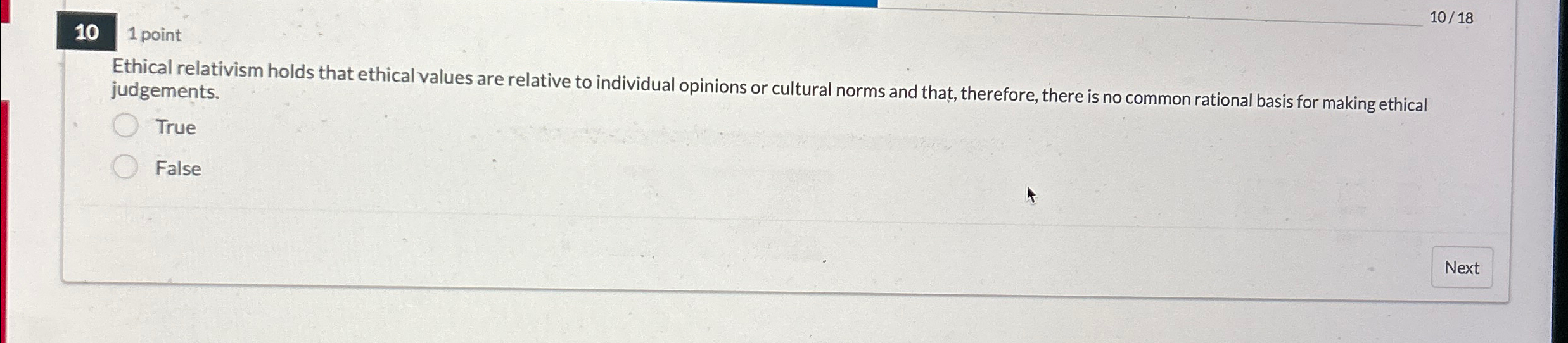 Solved 101 ﻿point1018Ethical relativism holds that ethical | Chegg.com