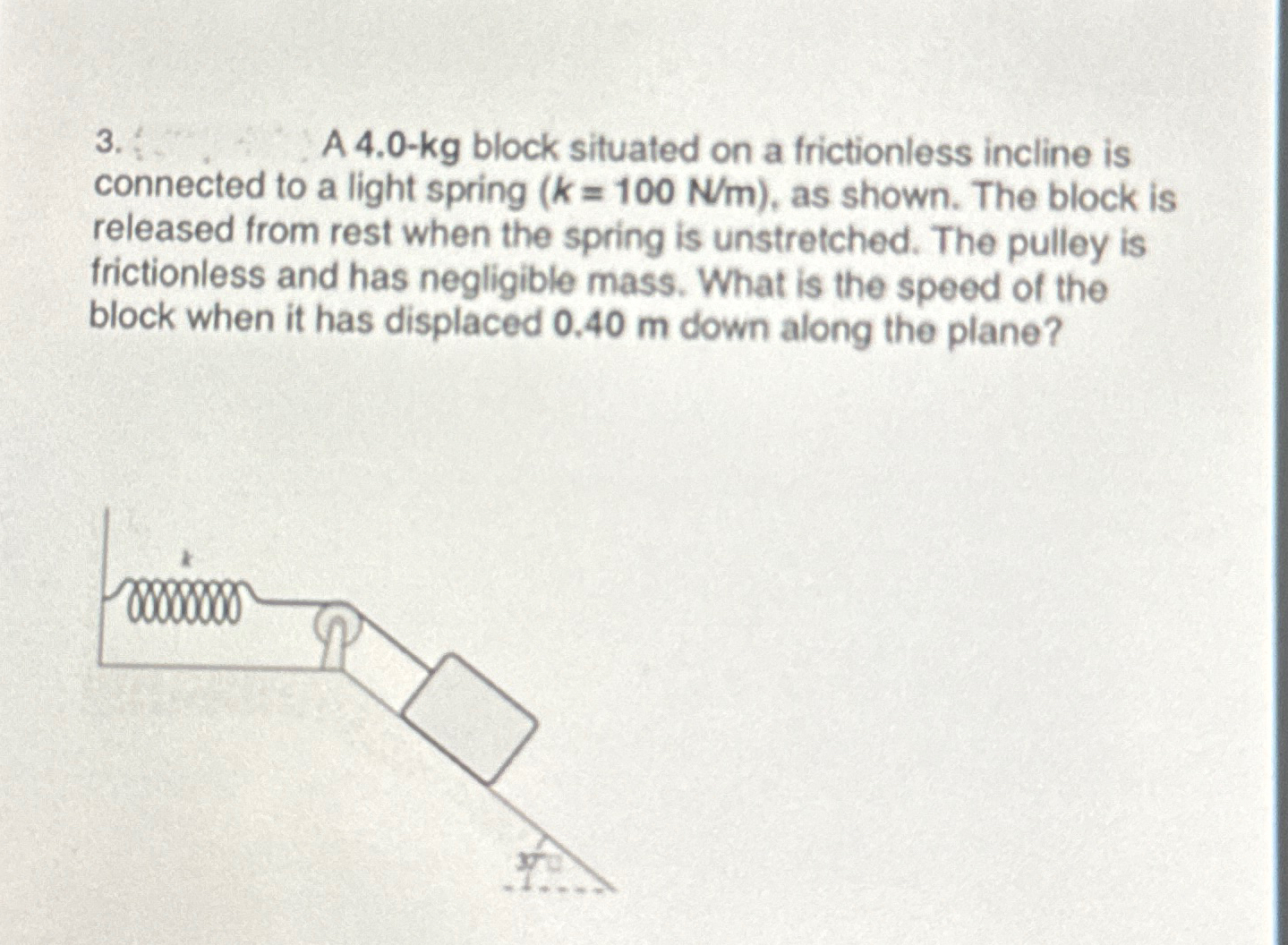A 4.0-kg block situated on a frictionless incline is | Chegg.com