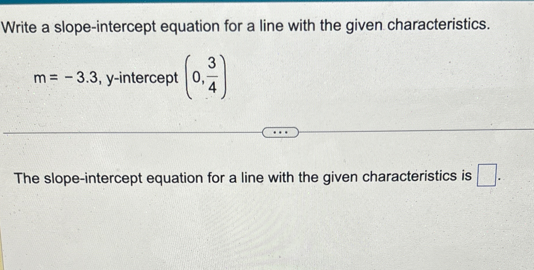 Solved Write a slope-intercept equation for a line with the | Chegg.com