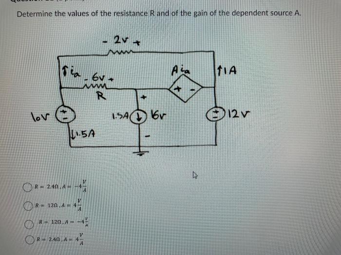 Solved Determine the values of the resistance R and of the | Chegg.com