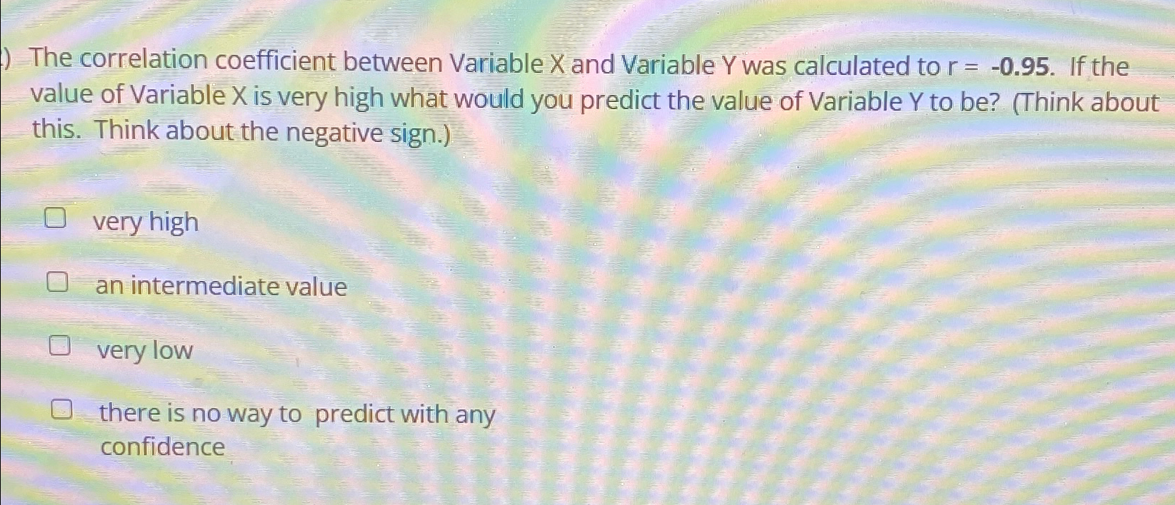 Solved The correlation coefficient between Variable x ﻿and | Chegg.com