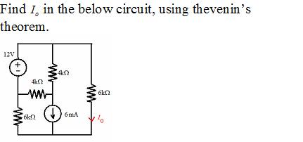 Solved Find I0 in the below circuit, using Thevenin's | Chegg.com