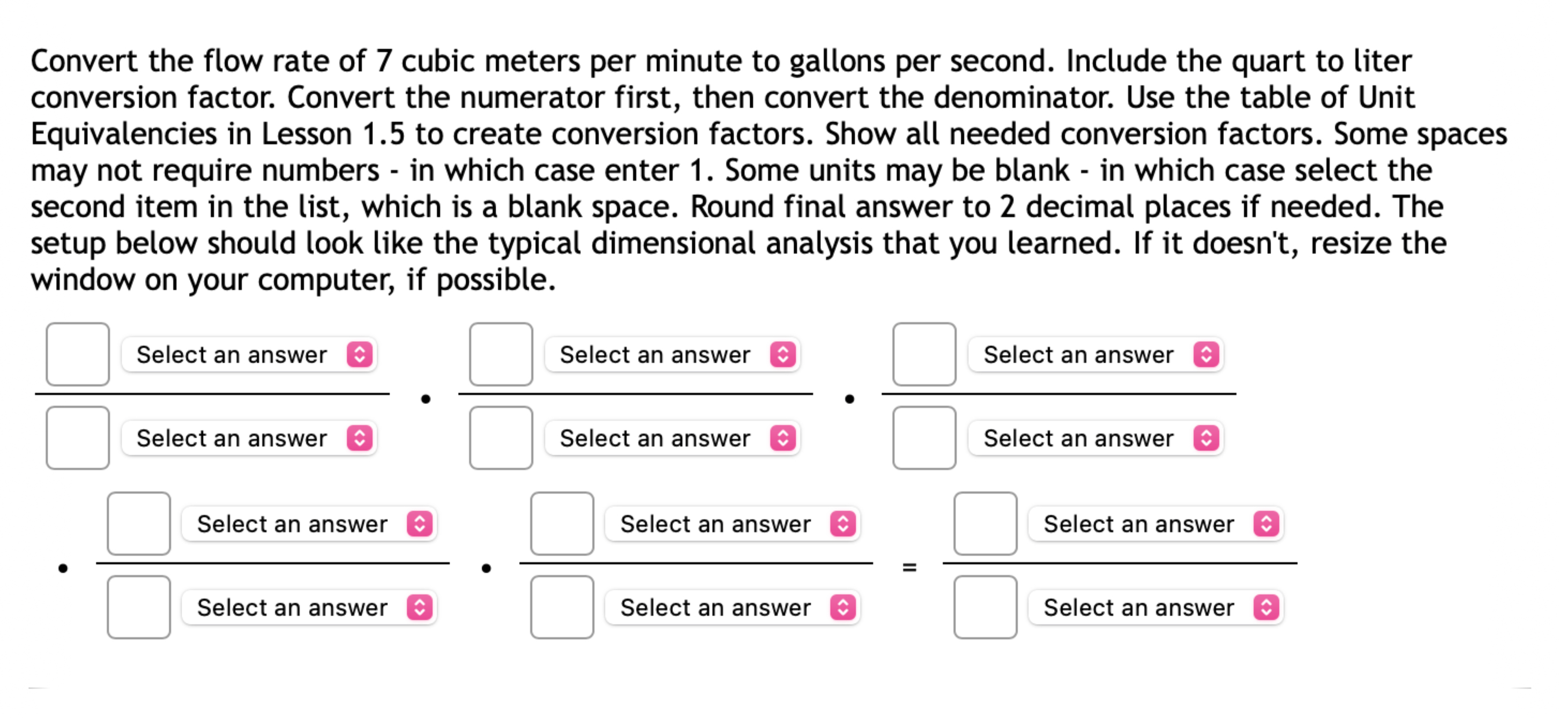 Convert the flow rate of 7 ﻿cubic meters per minute | Chegg.com