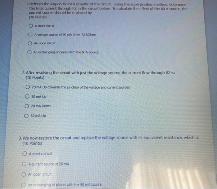 Solved A 60ν R1 1kΩ 90mA R2 2kΩ R4 1kΩ R3 B 500Ω 1. Refer | Chegg.com